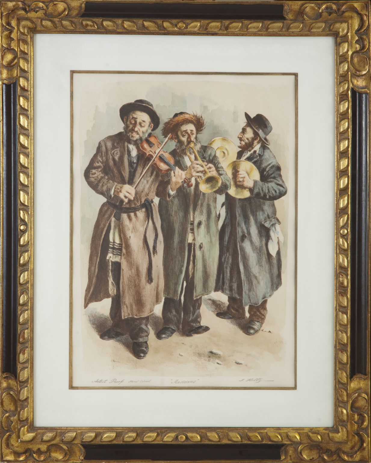 L02F Musicians - Color - Lithograph - 26 x 35 - Framed Itshak Holtz ...