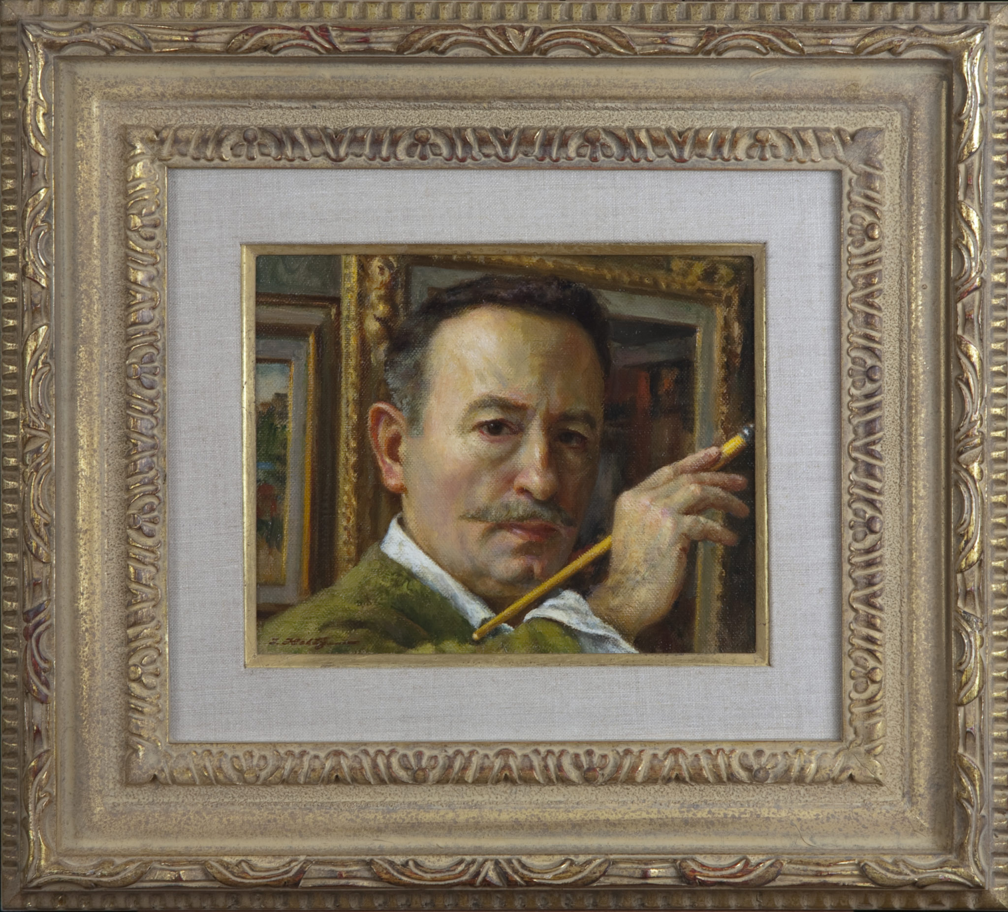 062 Itshak Holtz Self Portrait 1970s - Oil on Canvas - 10 x 8 - Frame ...
